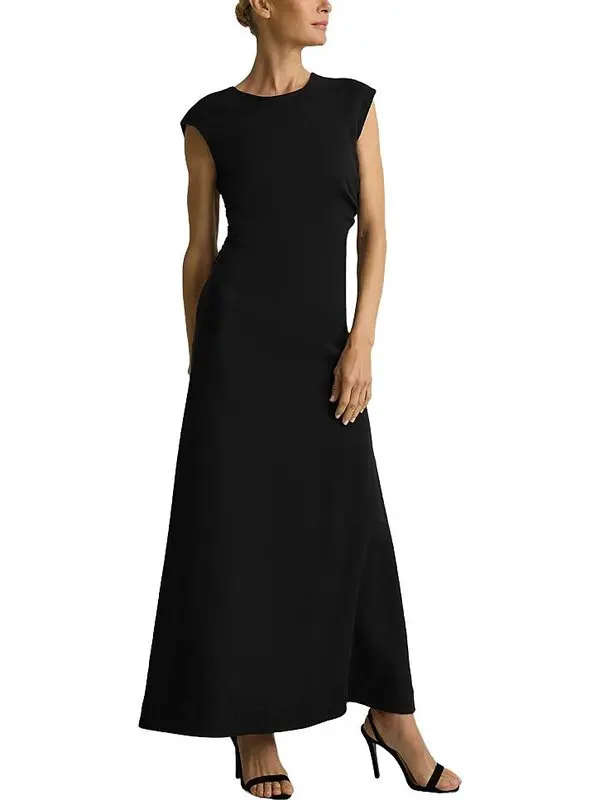 St. John Cap Sleeve Maxi Dress - Black
