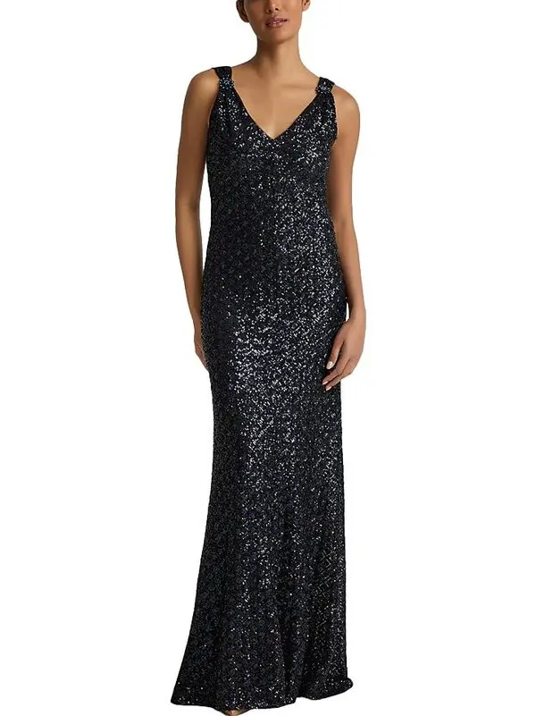 St. John Sequin Embroidered Gown - Midnight