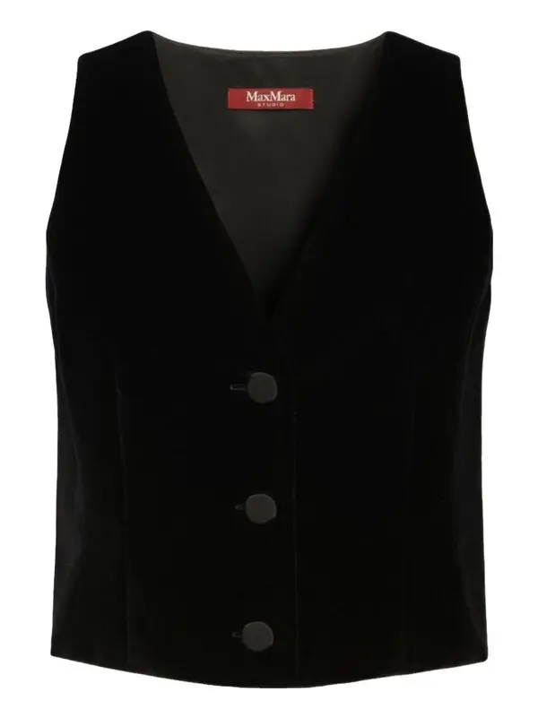 Max Mara V-neck Velvet Vest - Black
