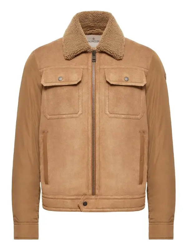 Moncler Zerique Zip-up Shearling Collar Jacket - Camel Beige