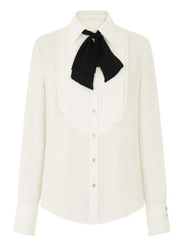 ANIYE BY Pleated Bib Shirt - White