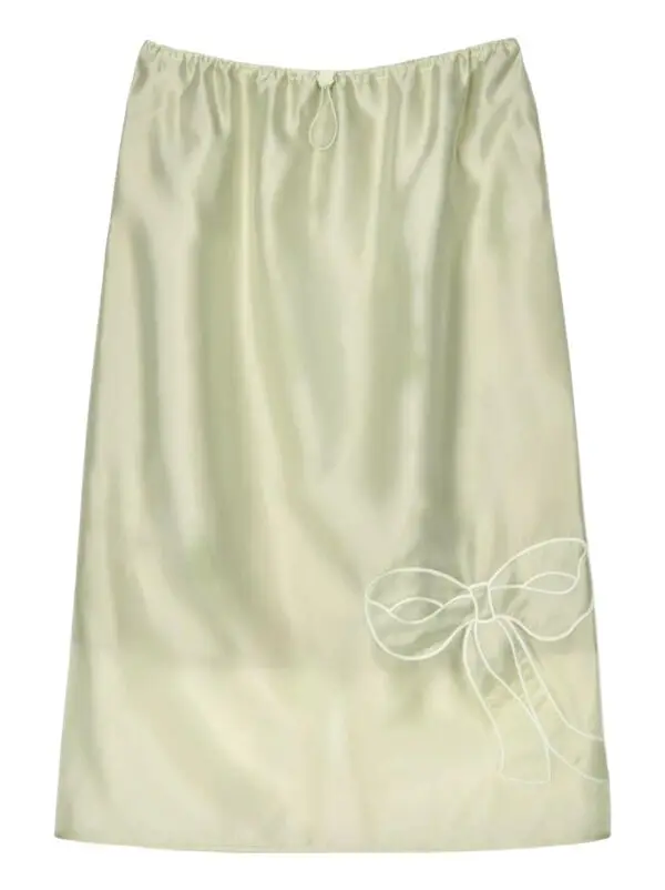Cecilie Bahnsen Elastic Waist Midi Skirt With Bow Detail - Light Green
