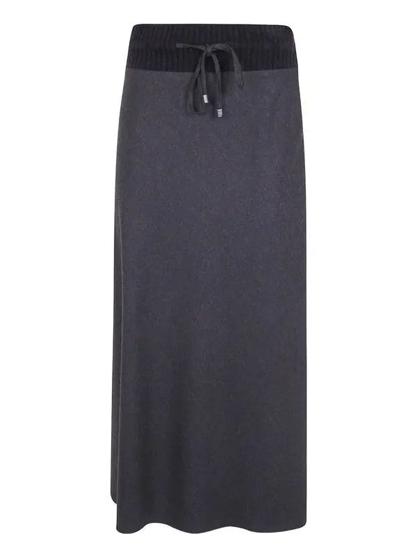 D.exterior Flared Knit Maxi Skirt - Black