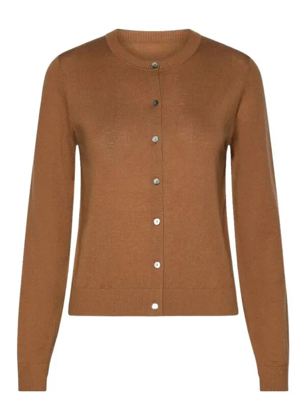 Marella Button-front Long-sleeve Knit Top - Brown