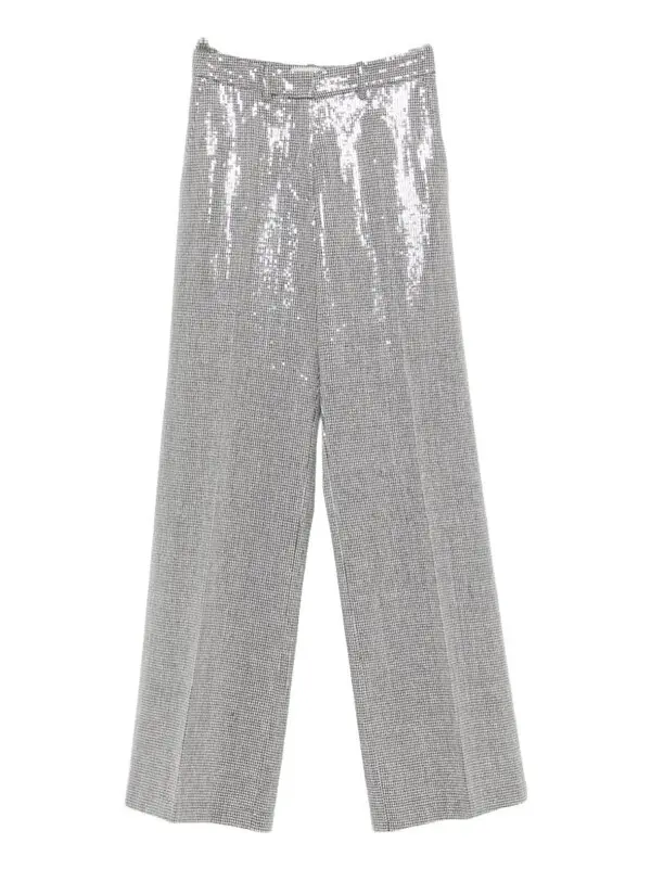 ERMANNO FIRENZE Sequin-embellished Houndstooth Trousers - Grey