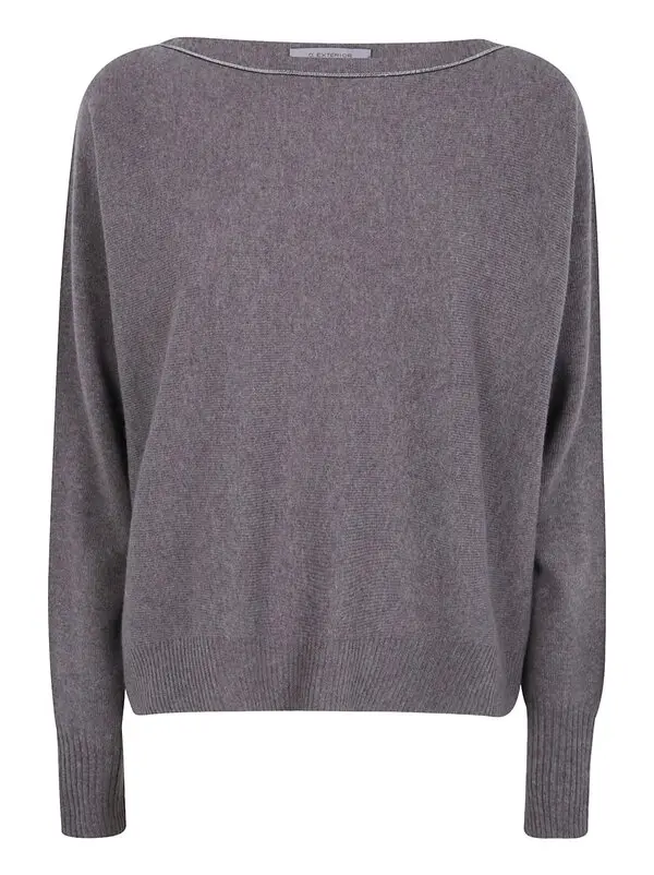 D.exterior Relaxed Round-neck Knitted Sweater - Gray