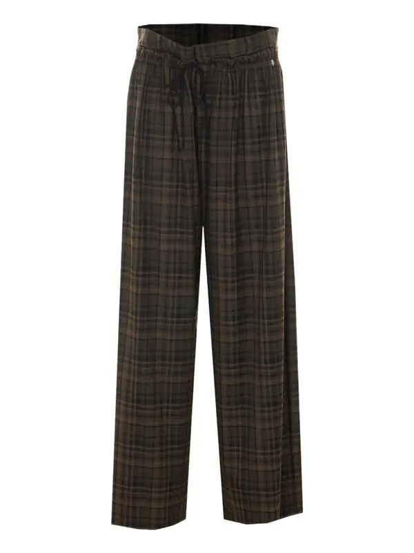 ANIYE BY Checked Drawstring Waist Pants - Black