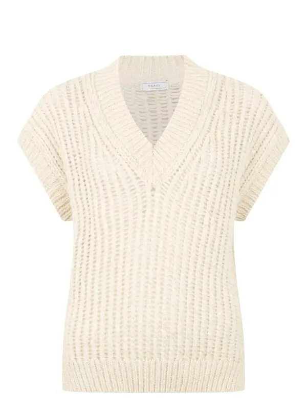 Peserico Cable Knit V-neck Knitted Top - White