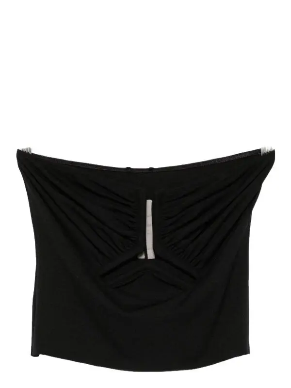 Rick Owens Ruched Strapless Bandeau Top With Cutout Detail - Black