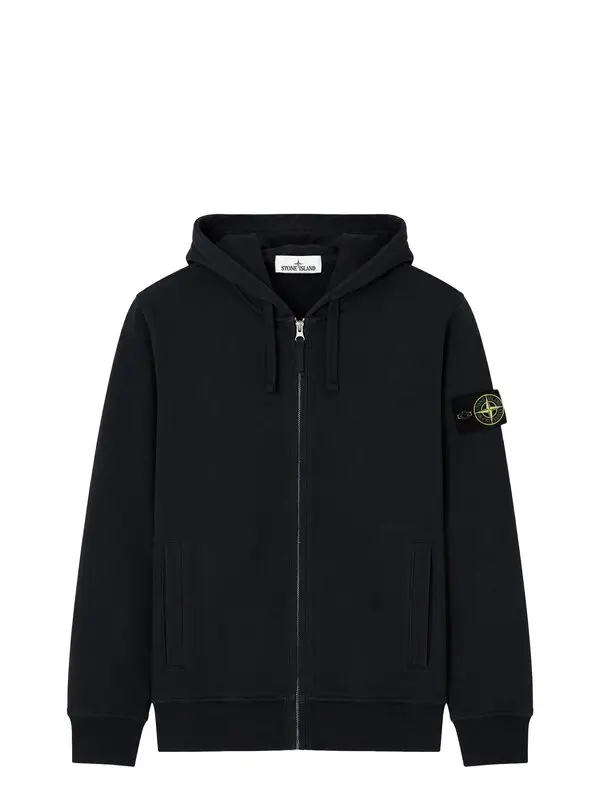 Stone Island Felpa Con Patch Logo E Zip - Blue