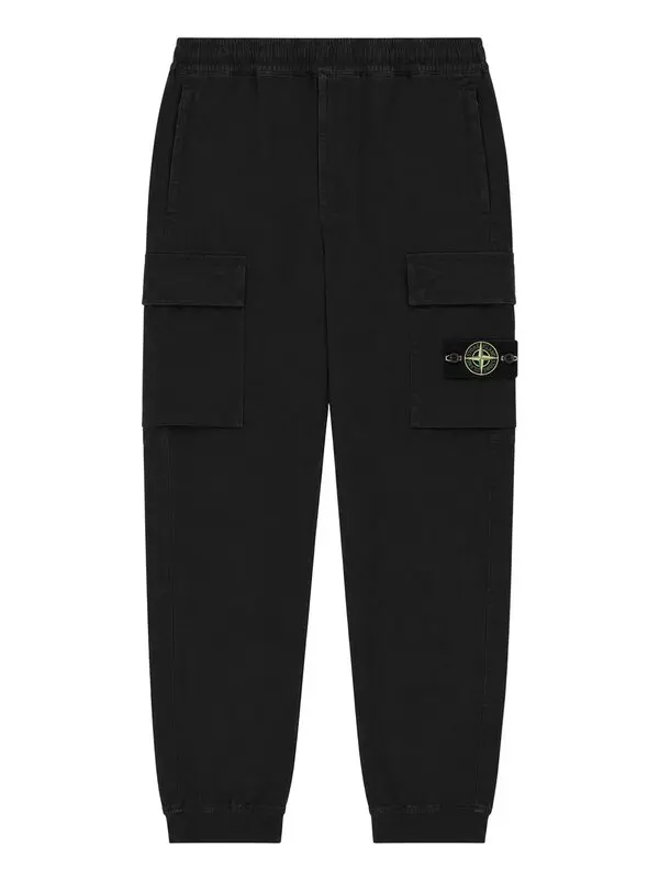 Stone Island Cargo Pants With Logo Patch - Black