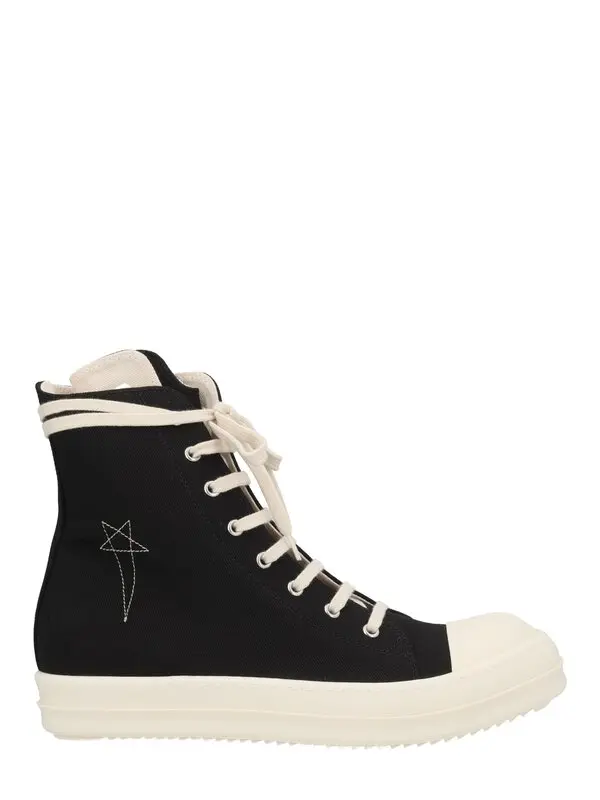 Rick Owens High Top Sneakers In Denim - Black