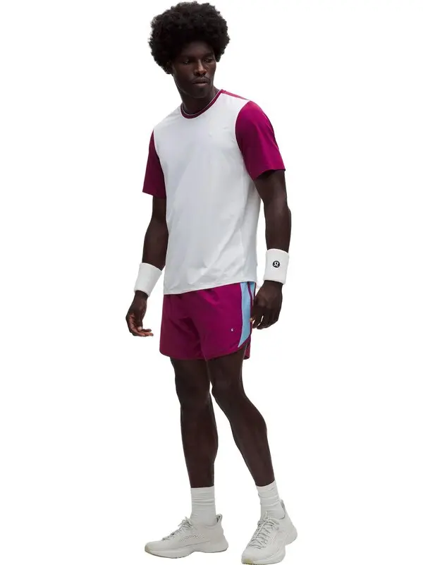 Lululemon Lightweight Mesh-pannelled Tennis Short 7 - Raspberry Rave/dreamy Blue