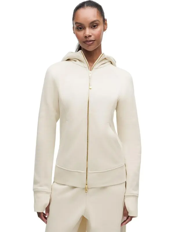 Lululemon Scuba Evolve Classic Full-zip Hoodie In Superloft Light Fabric - Light Ivory/gold