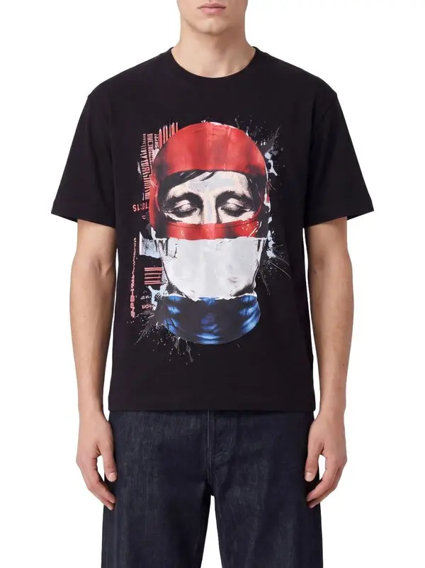 IH NOM UH NIT Graphic Print Crew Neck Cotton T-shirt - Black