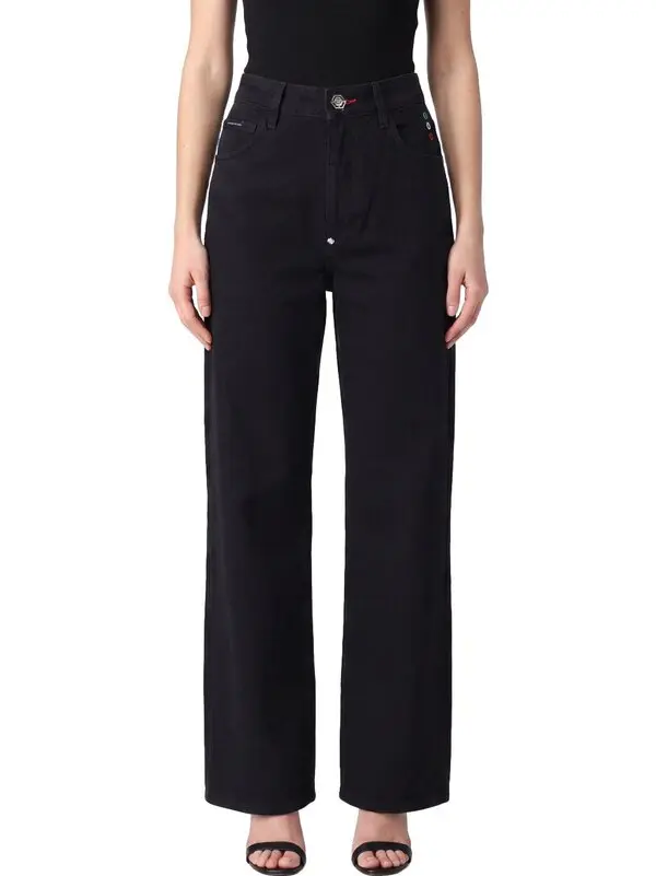 Philipp Plein High-waisted Straight Leg Jeans - Black