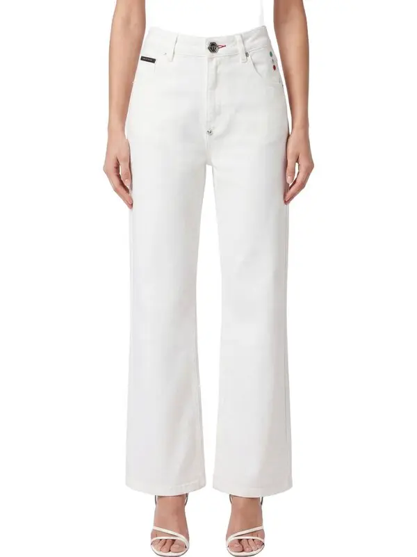 Philipp Plein High-waisted Straight Leg Jeans - White