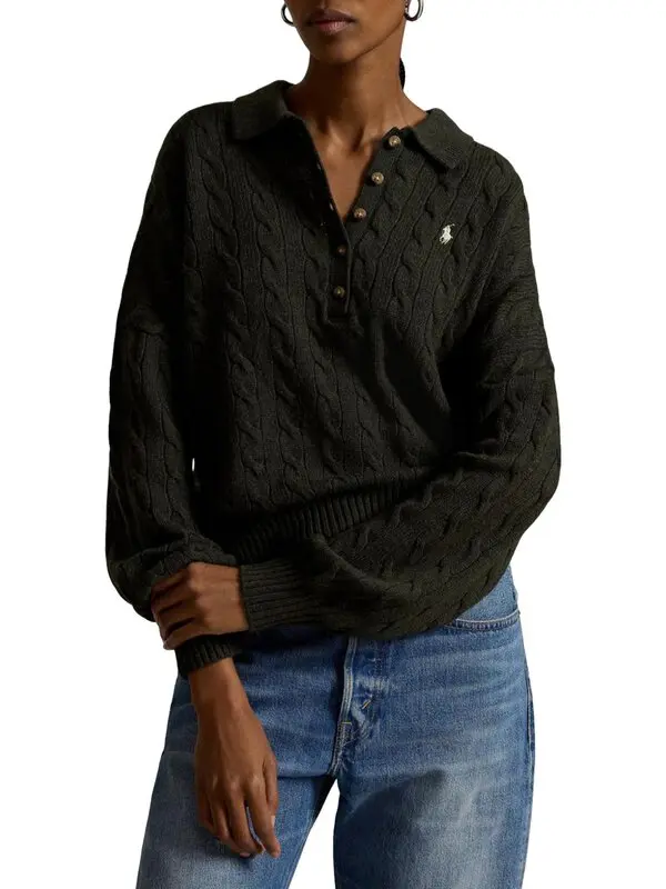 Polo Ralph Lauren Cable Knit Polo Shirt - Green