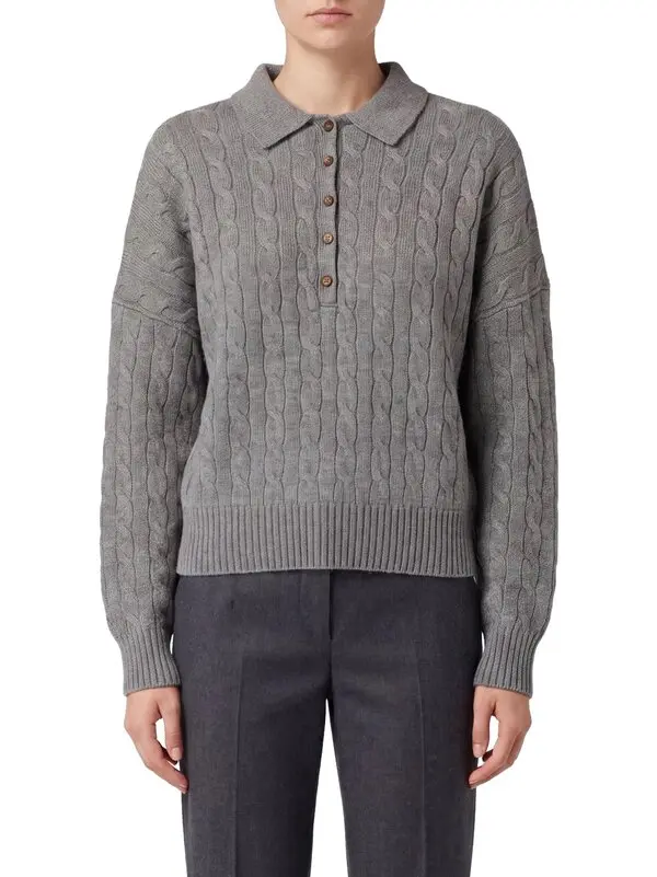 Polo Ralph Lauren Cable Knit Polo Shirt - Grey