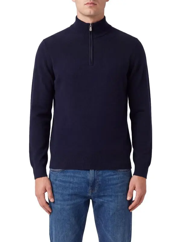 Brunello Cucinelli Slim Fit Half-zip Cashmere Turtleneck - Blue 1