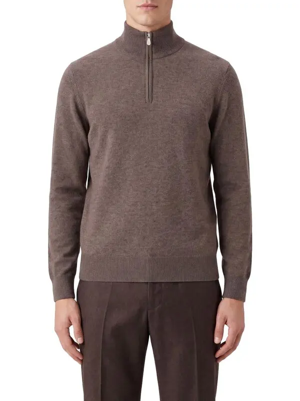 Brunello Cucinelli Slim Fit Half-zip Cashmere Turtleneck - Grey 2