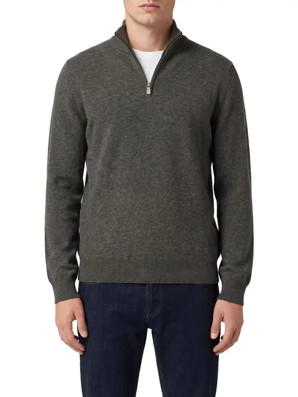 Brunello Cucinelli Slim Fit Half-zip Cashmere Turtleneck - Grey