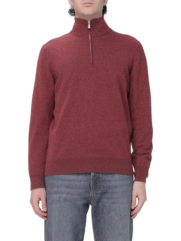 Brunello Cucinelli Slim Fit Half-zip Cashmere Turtleneck - Red