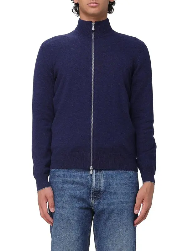 Brunello Cucinelli Slim Fit Cashmere Zip-up Turtleneck Cardigan - Blue
