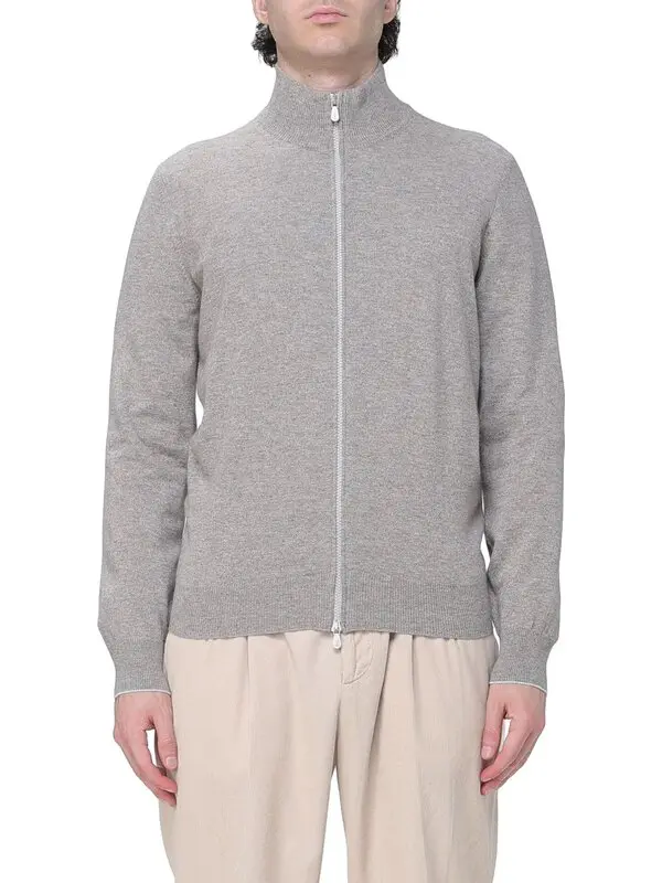 Brunello Cucinelli Slim Fit Cashmere Zip-up Turtleneck Cardigan - Grey 1