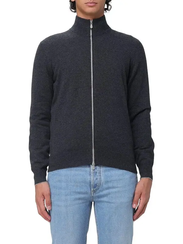 Brunello Cucinelli Slim Fit Cashmere Zip-up Turtleneck Cardigan - Grey
