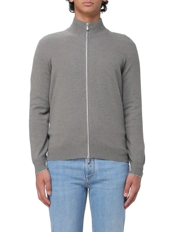 Brunello Cucinelli Slim Fit Cashmere Zip-up Turtleneck Cardigan - Military