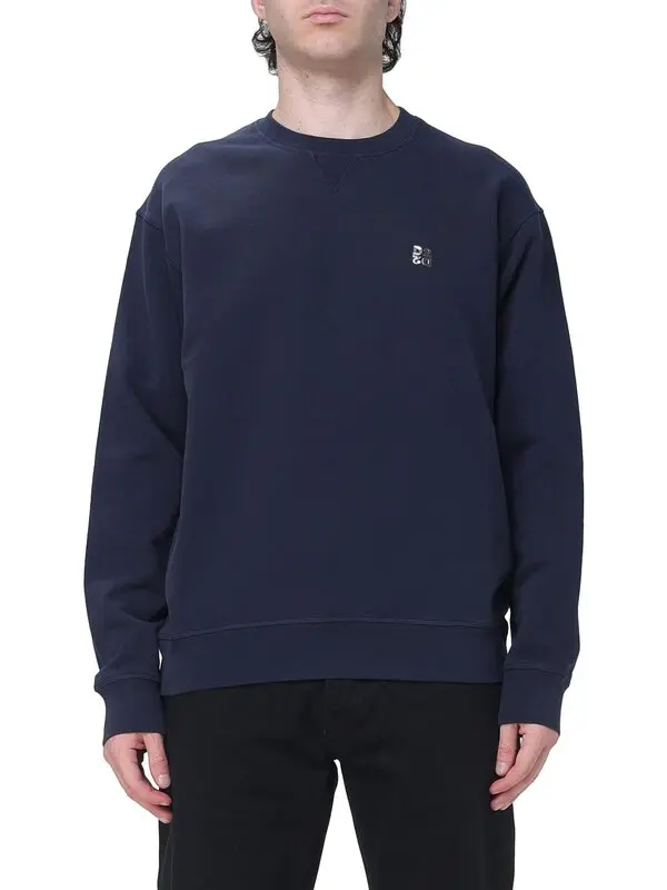 Dsquared2 Crewneck Cotton Sweatshirt With Contrast Logo - Blue