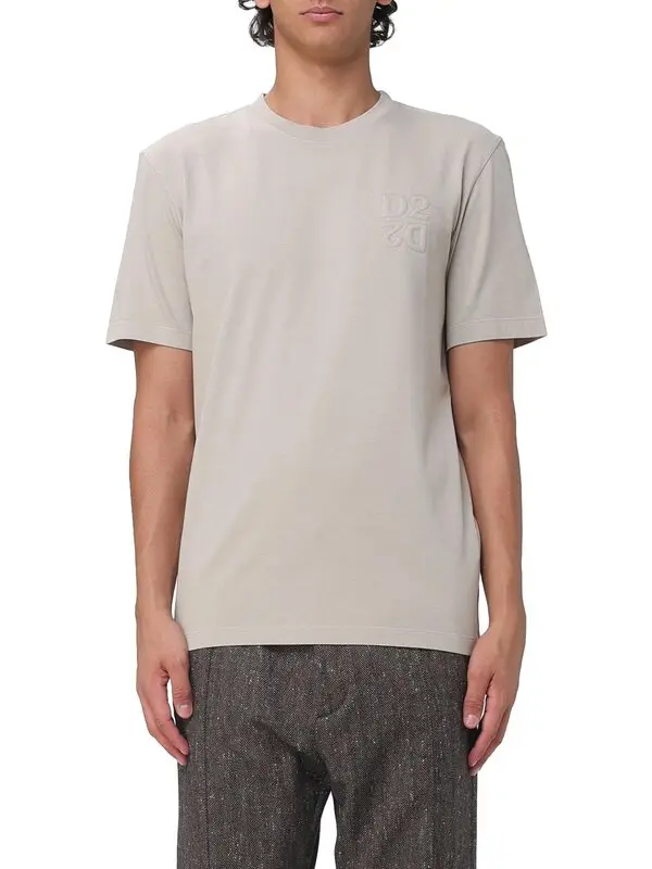 Dsquared2 Cotton T-shirt With Padded Shoulders And Crew Neck - Beige