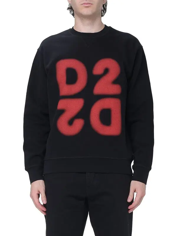Dsquared2 Logo-print Cotton Crewneck Sweatshirt With Dropped Shoulders - Black