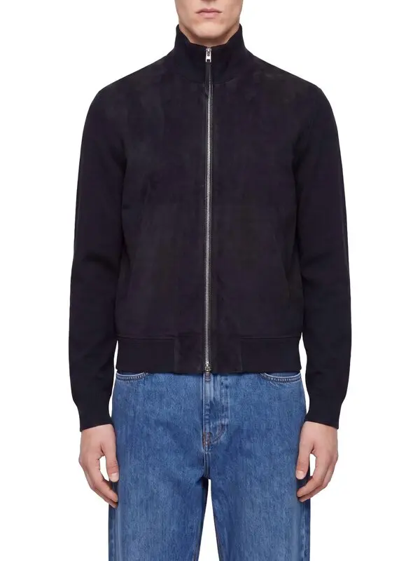 TOM FORD Suede And Knit Zip-up Cardigan - Blue