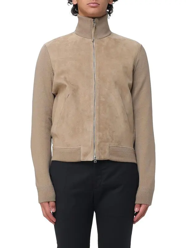 TOM FORD Suede And Knit Zip-up Cardigan - Dove Grey
