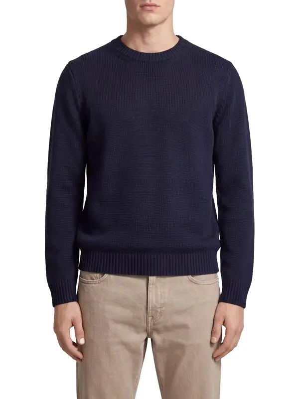 ROBERTO COLLINA Crewneck Long-sleeved Jumper In Fine Merino Wool - Blue 1