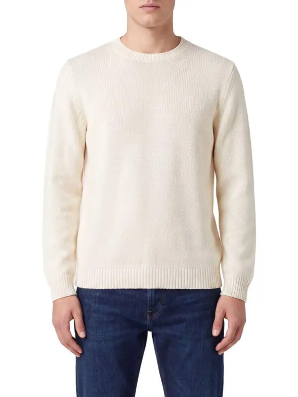 ROBERTO COLLINA Crewneck Long-sleeved Jumper In Fine Merino Wool - White
