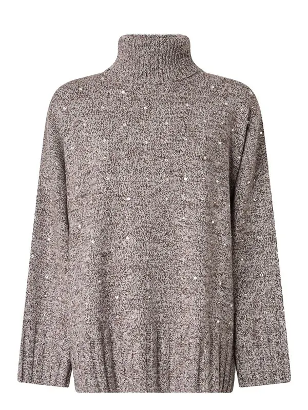 Pinko Embellished Turtleneck Knit Sweater - Mult.bianco/grigio