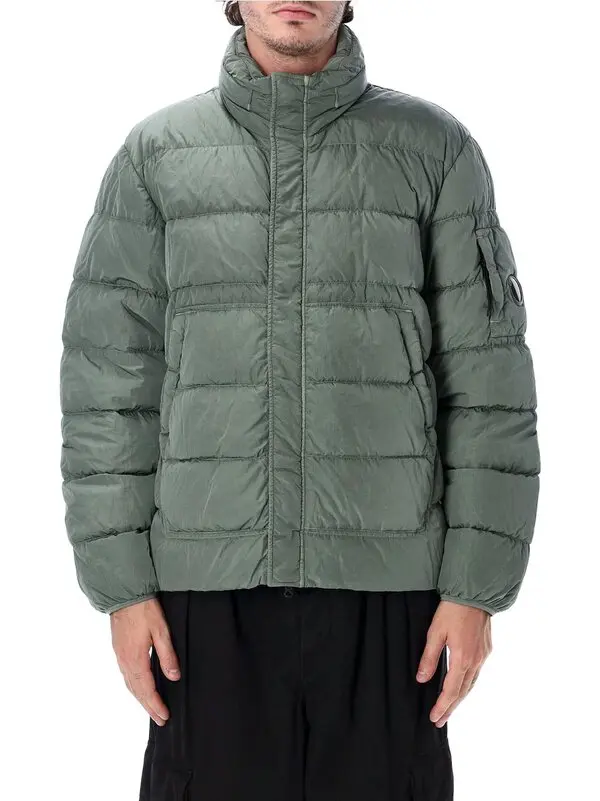 C.P. COMPANY Quilted Nylon High Neck Short Puffer Jacket - Grey