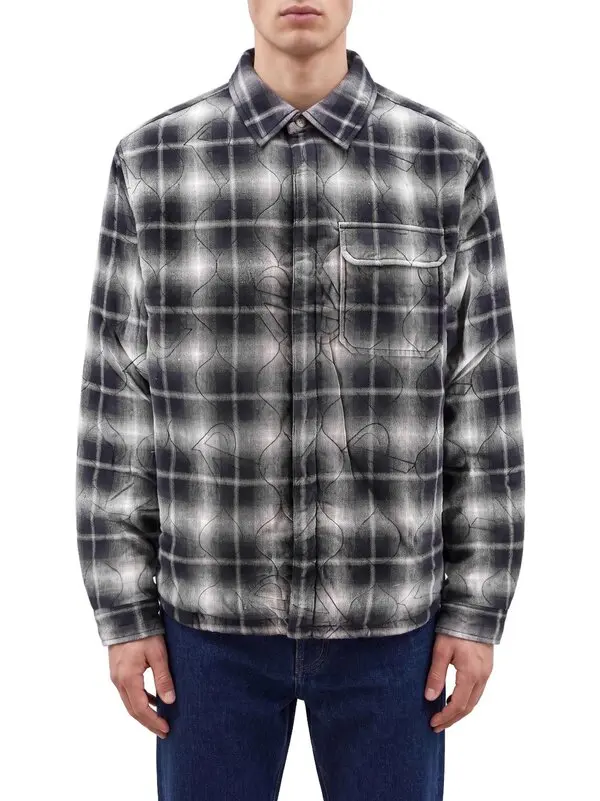 REPRESENT Short-sleeved Check Cotton Shirt With Patch Pockets - Black