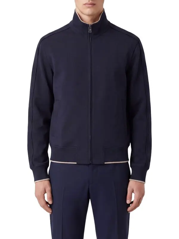 Dolce & Gabbana Jersey Bomber Jacket With Turtleneck Collar - Blue