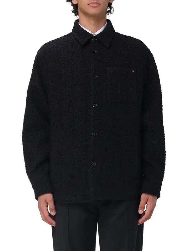 Valentino Garavani Cotton Tweed Shirt Jacket With Vlogo Signature - Black