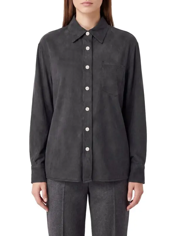 Pinko Cupro & Viscose Twill Shirt With Dropped Shoulders - Black