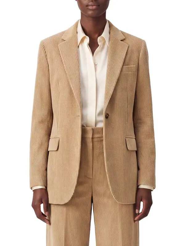 RÓHE Single-breasted Cotton Velvet Blazer - Beige