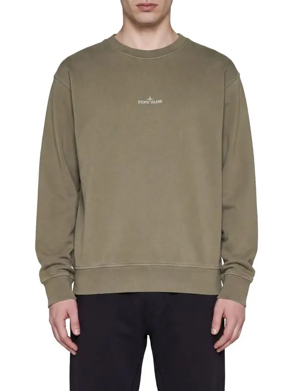 Stone Island Cotton Crewneck Jumper With Compass Logo Patch - Green