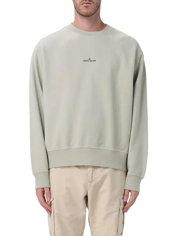 Stone Island Cotton Crewneck Jumper With Compass Logo Patch - Sand