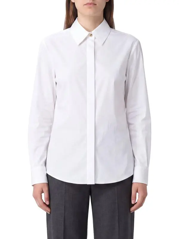 Sportmax Slim Fit Cotton Shirt With Concealed Placket - White