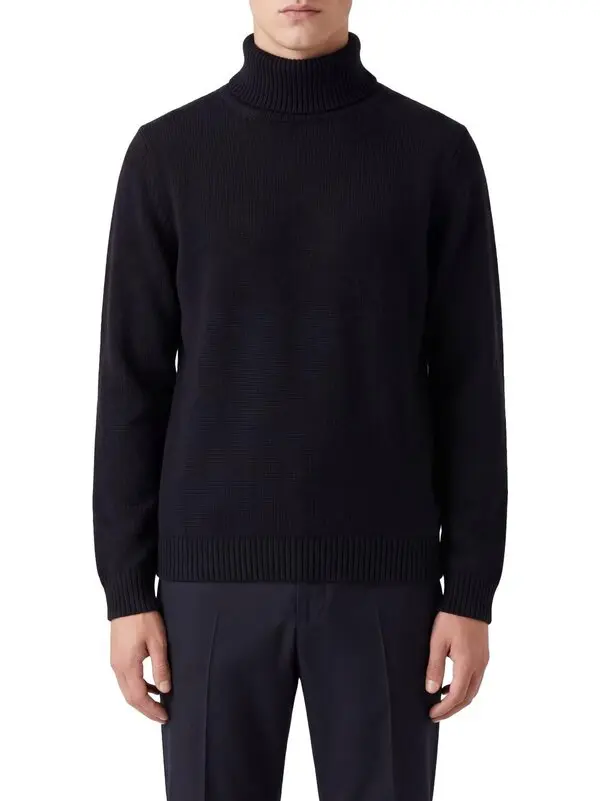 ROBERTO COLLINA Pure Wool Ribbed Turtleneck Jumper - Black