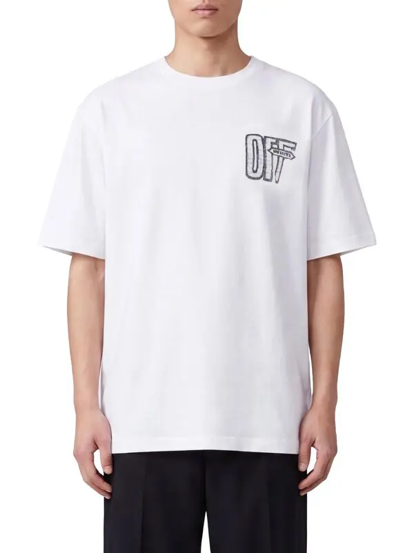 Off-White Relaxed Fit Cotton T-shirt With Back Arrow Logo Print - Black